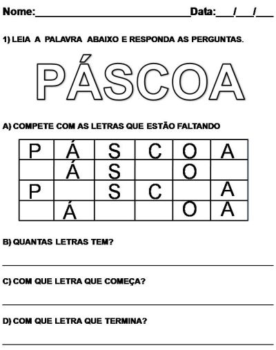 Atividades sobre a Páscoa para Educação Infantil - Nossa Páscoa